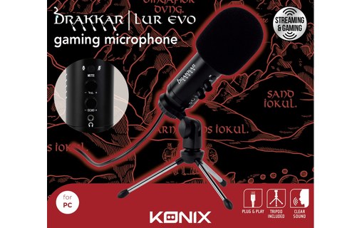 Micro Streaming Konix Drakkar Microphone Lur Evo Noir - USB - Micro - Konix