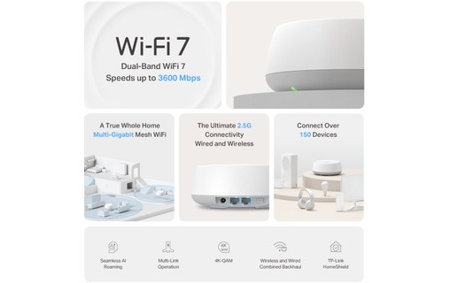 Routeur WiFi 7 Mesh TP Link DECO BE25(1-PACK) - Bi-bande 2882 Mbit/s ...