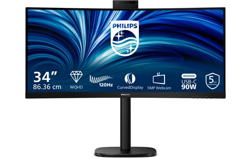 Écran Incurvé 34" Philips 3000 series 34B2U3600CH/00 - 120 Hz USB-C ...